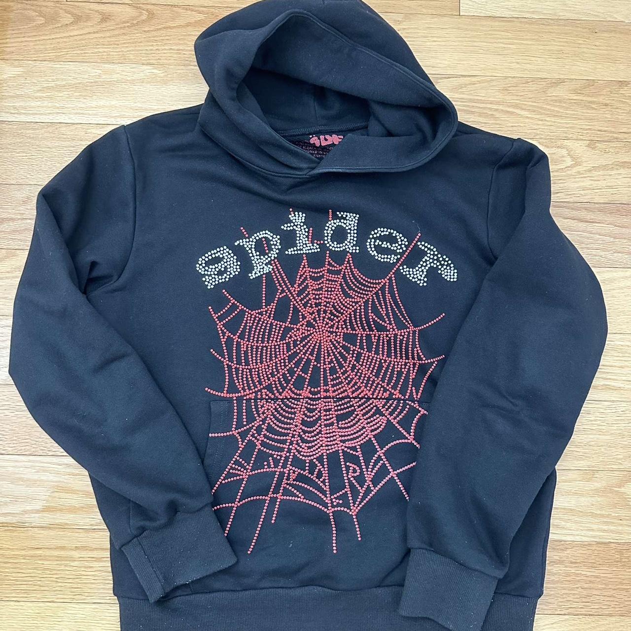 Sp5der OG Rhinestone Logo Hoodie Sizes - (S,M,L)... - Depop