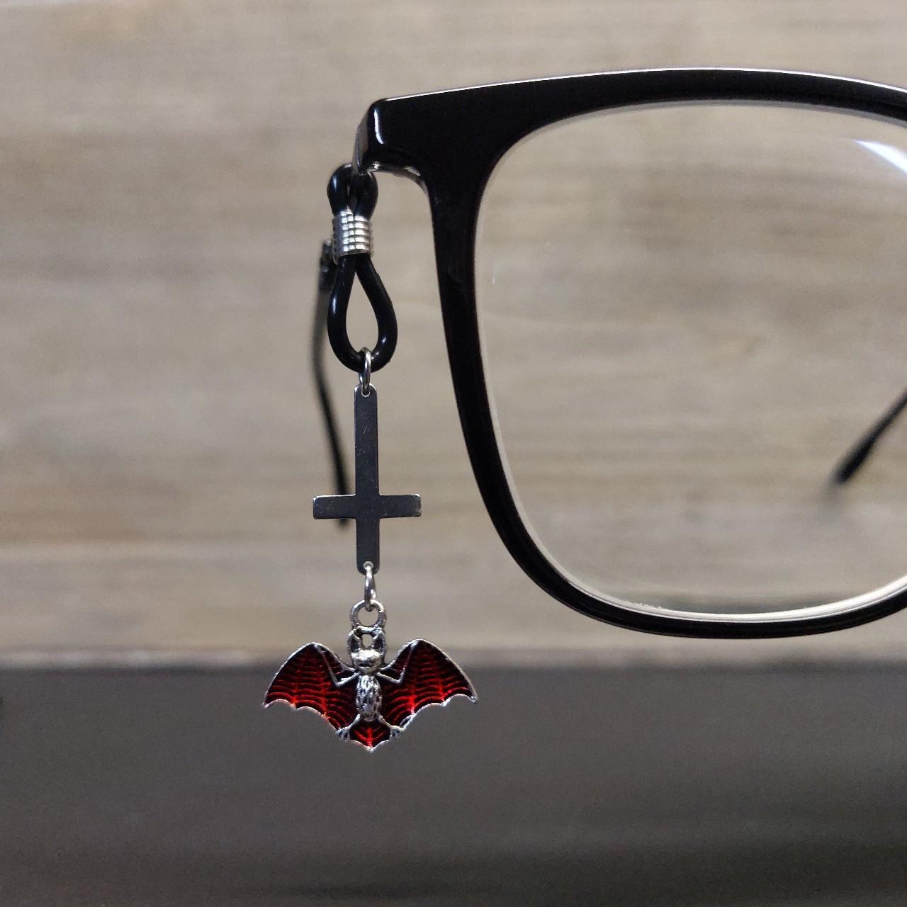 Gothic inverted cross and bat glasses charms. This... - Depop
