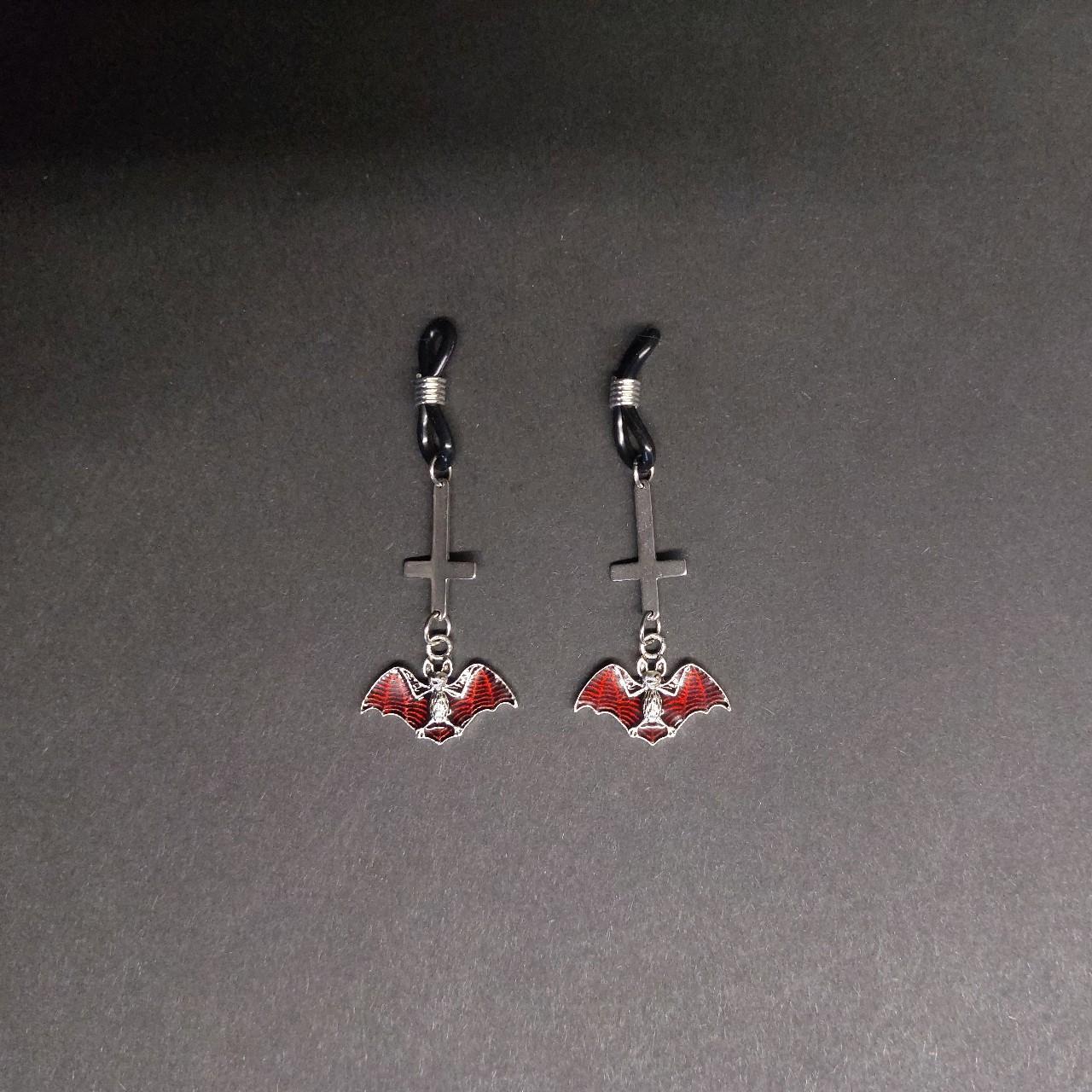Gothic inverted cross and bat glasses charms. This... - Depop