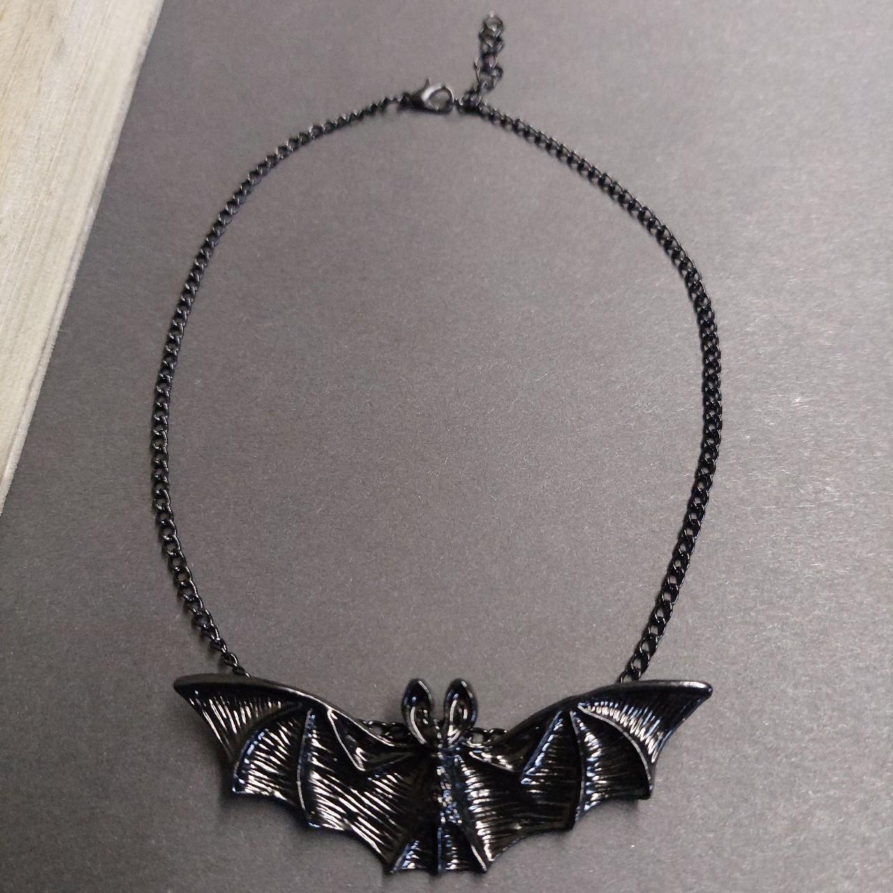 Black bat choker necklace. The chain is 14 inches to... - Depop