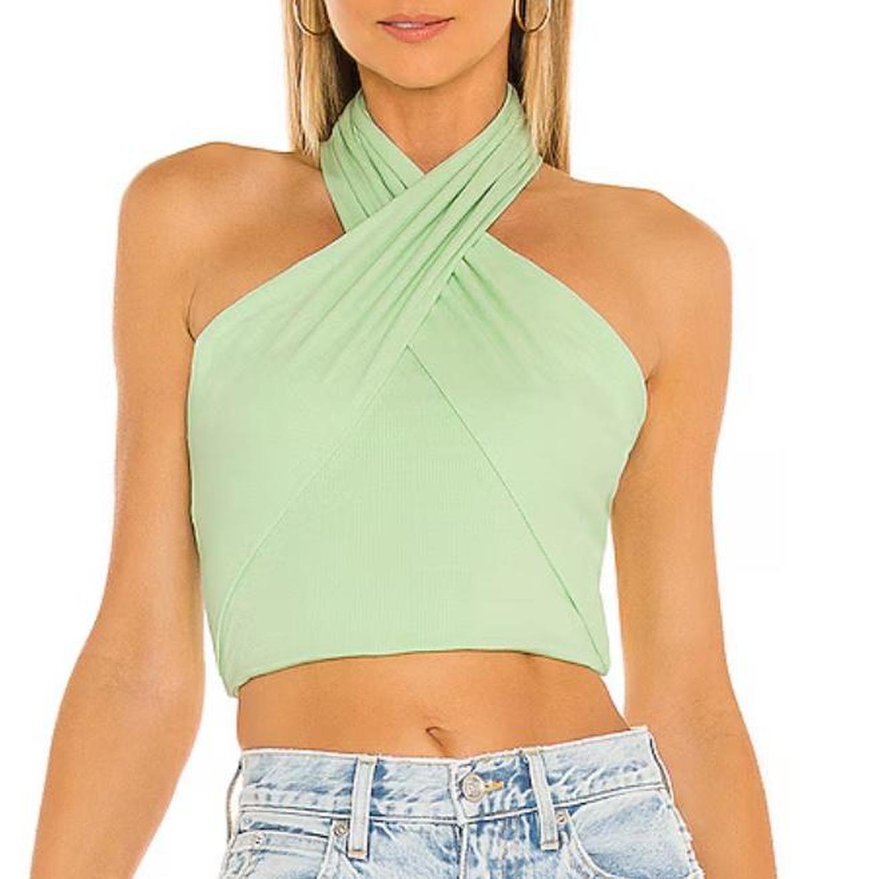 Revolve wrap top Color: green Size: M - Depop