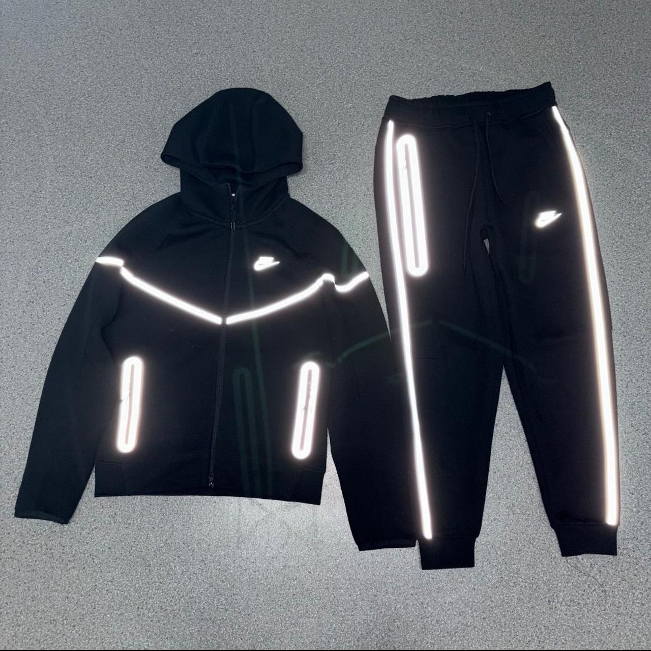 Black Nike reflective tracksuit #tracksuit | Depop