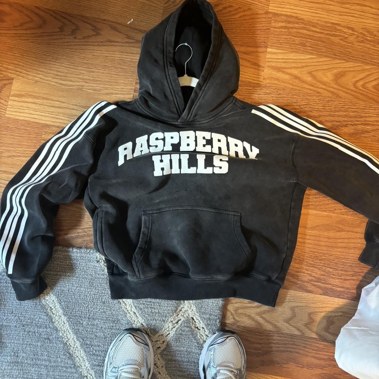 raspberry hills hoodie drop shoulder, cropped,... - Depop