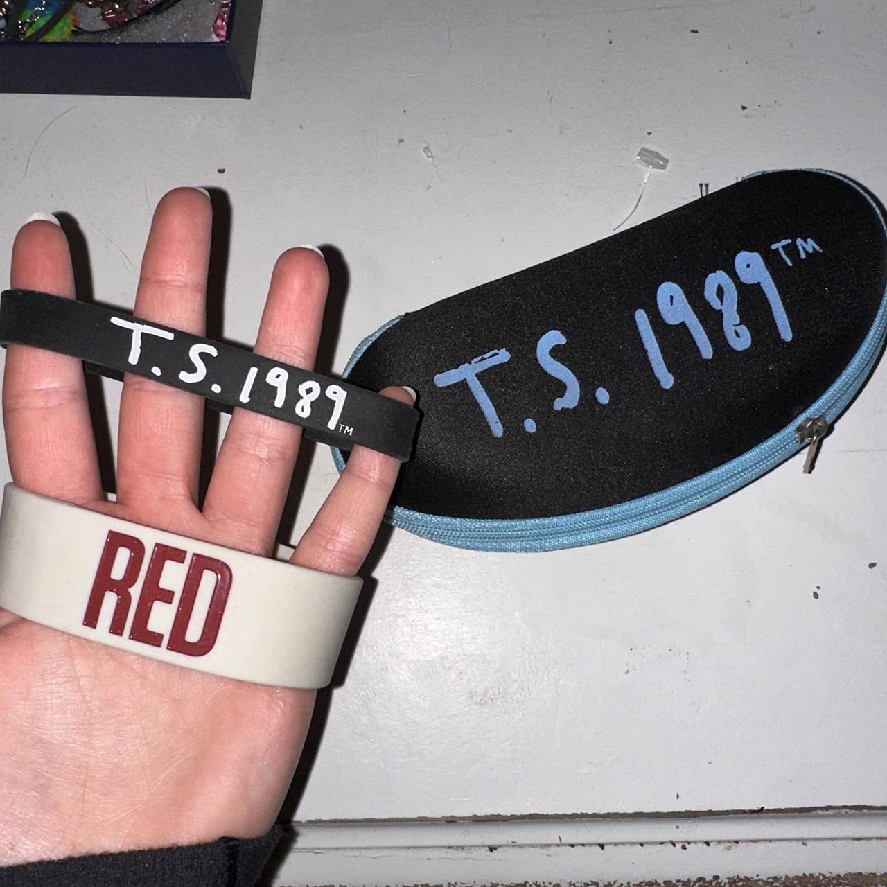 Taylor swift merch bracelets + sunglass case (does... - Depop
