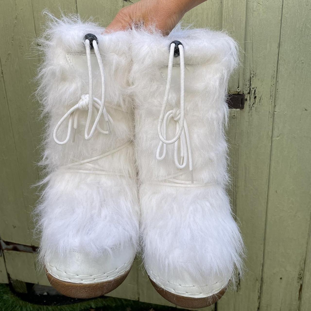 White faux fur yeti boots The perfect snow boot ,... - Depop