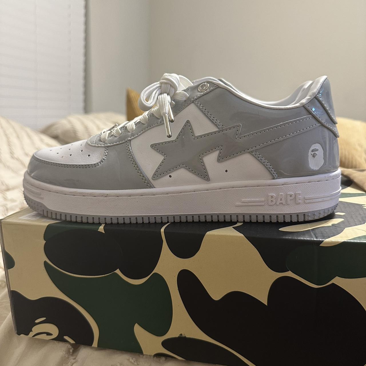 Grey and white BAPEs Size 12 Great condition Comes... - Depop