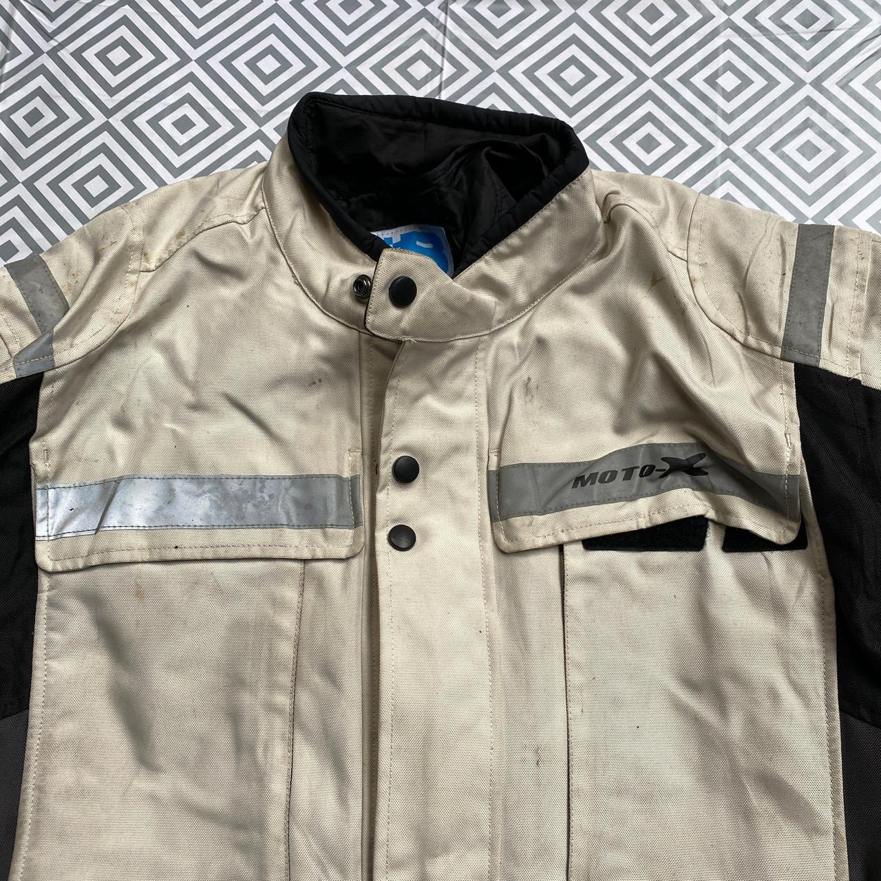 Beige and Black Moto Motorcross Jacket XL Please... - Depop
