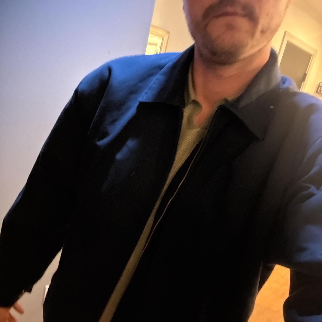 Navy blue canvas jacket with a streetwear vibe #skater | Depop