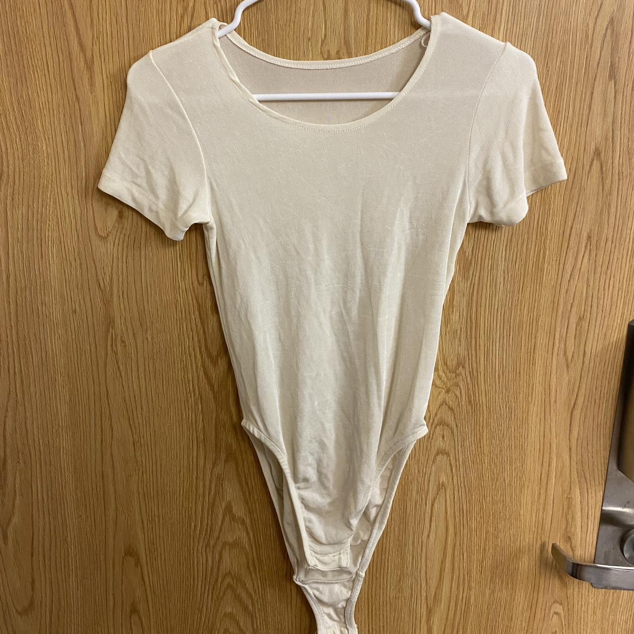 Large Sheer Bodysuit Taupe color Size Large - Depop