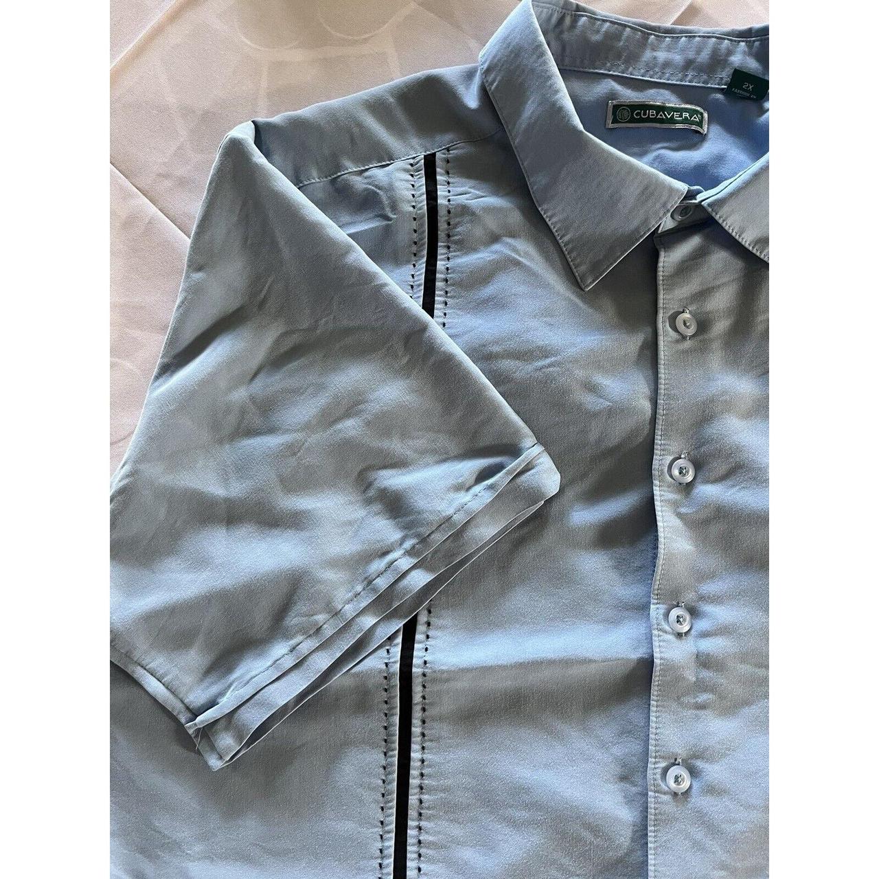 This Cubavera men's guayabera shirt in blue is the... - Depop