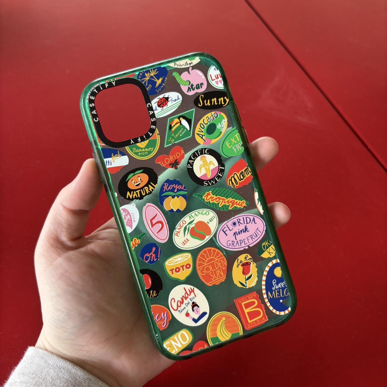 iphone 11 Caseify Case Green body with multicolor... | Depop