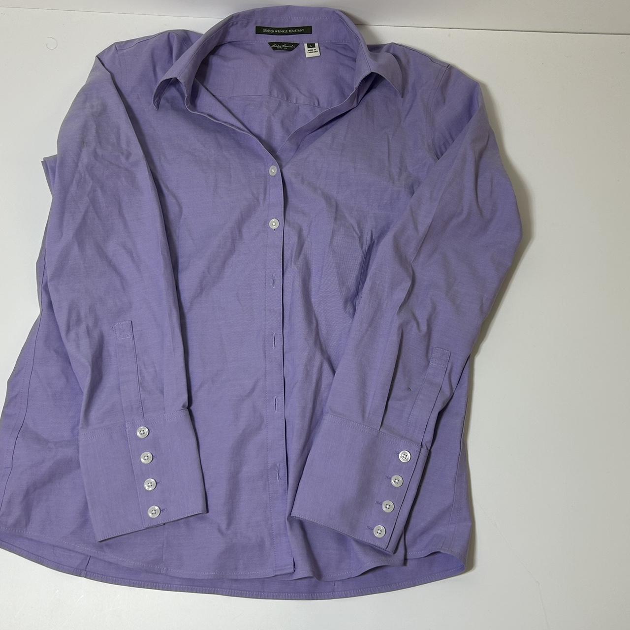 Purple long sleeve fitted button up shirt - Depop