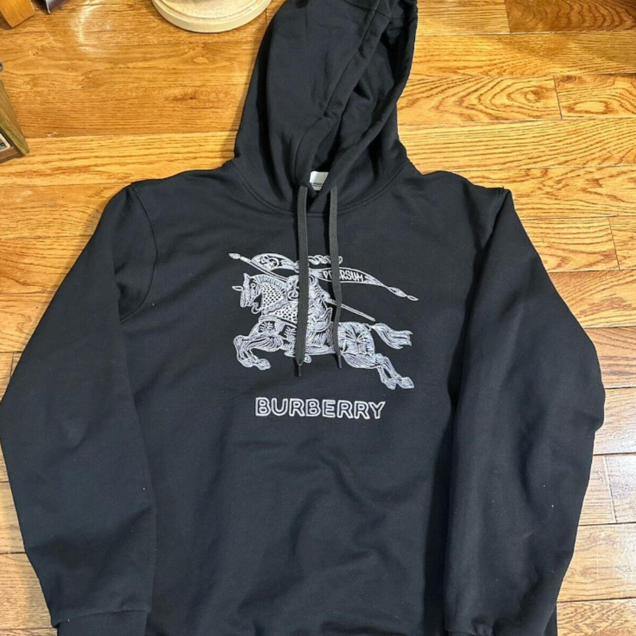 🔥 Burberry Embroidered EKD Cotton Hoodie Size XXL... - Depop