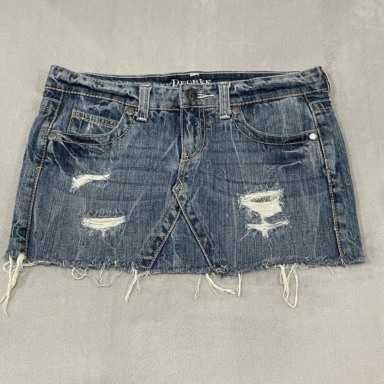 DEGREE DISTRESSED DENIM MINI SKIRT - size 3 - great... - Depop