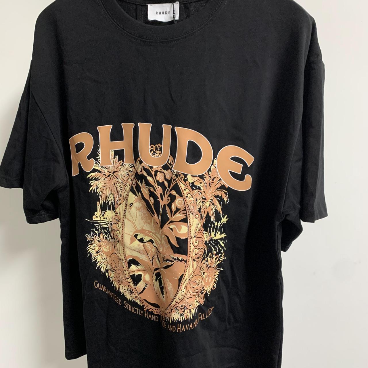 Rhude Men's Black T-shirt Please give me your price - Depop
