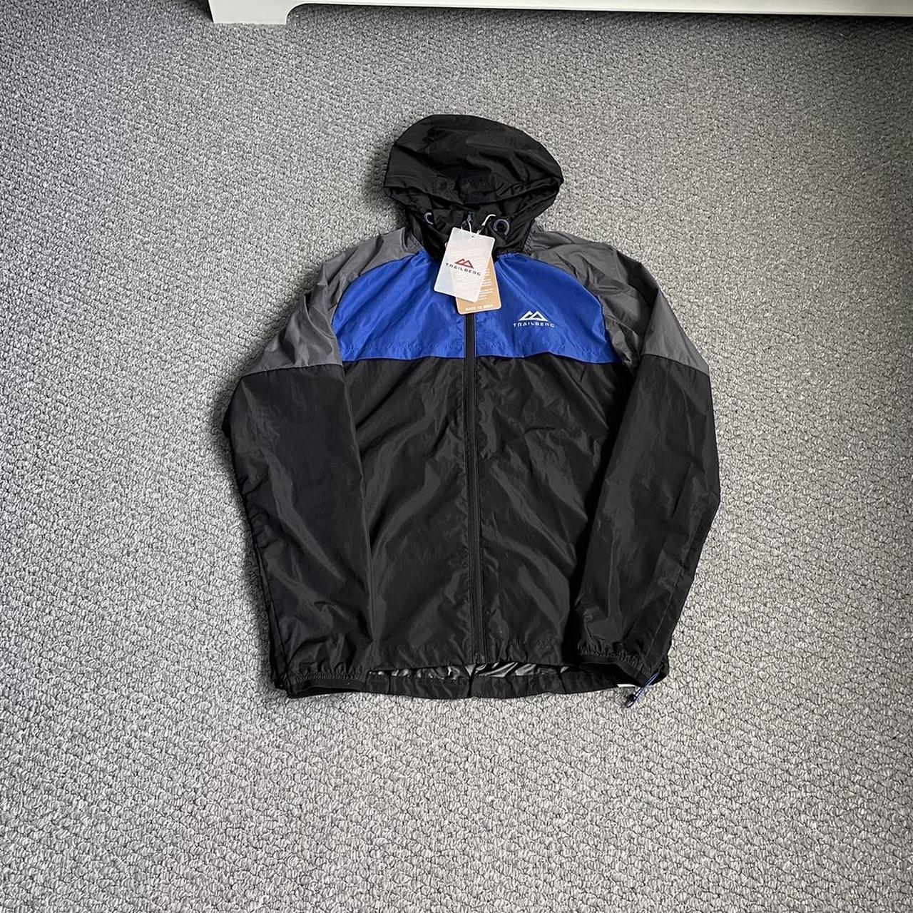 Mens royal blue, black, grey trailberg windbreaker... - Depop