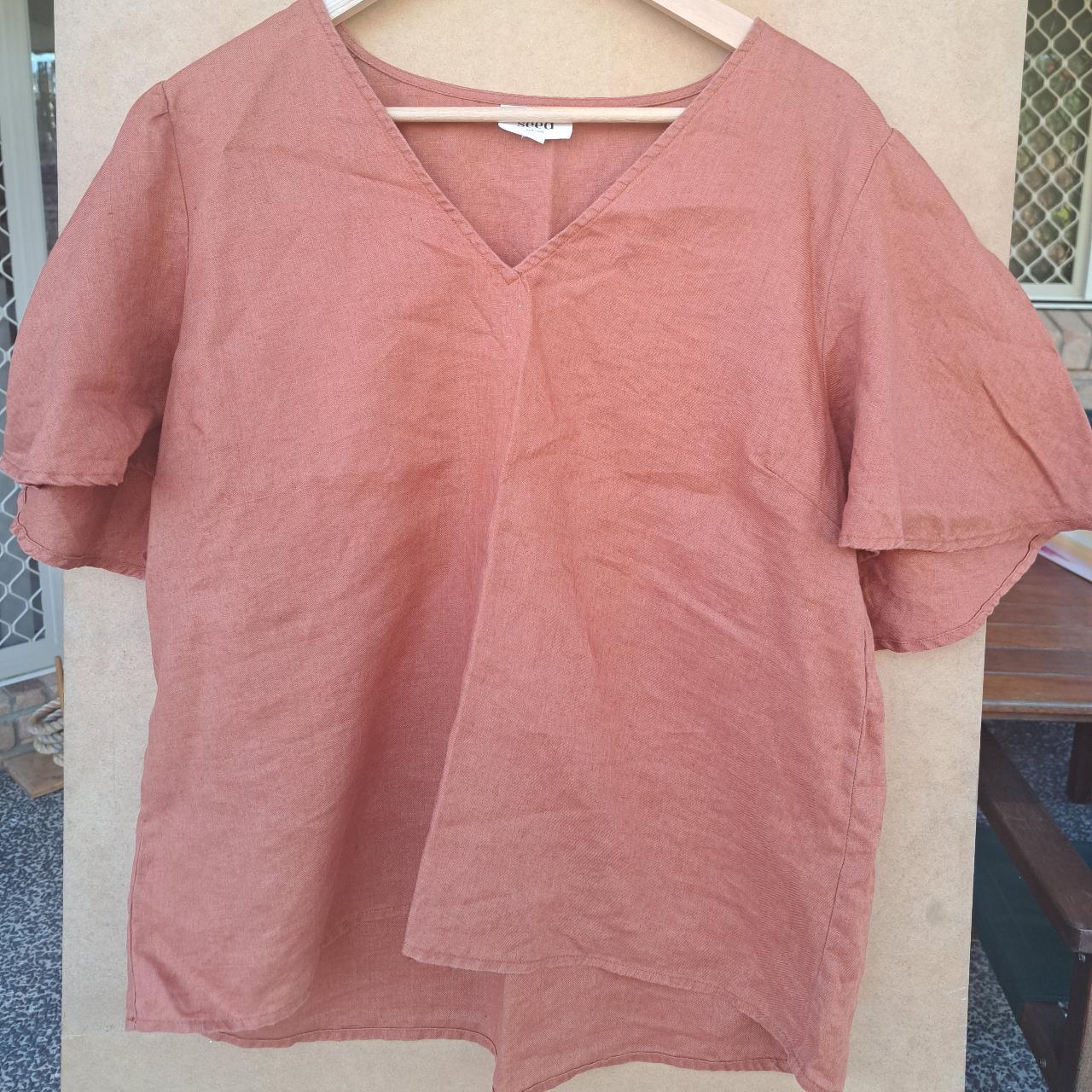 Seed Burnt Orange Linen Top ⚜️ 100 Linen ⚜️ Depop