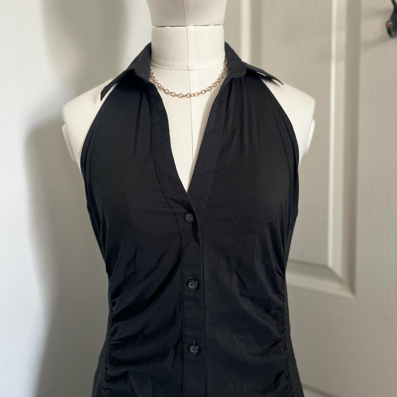 black button up halter dress w/ collar. very much... - Depop