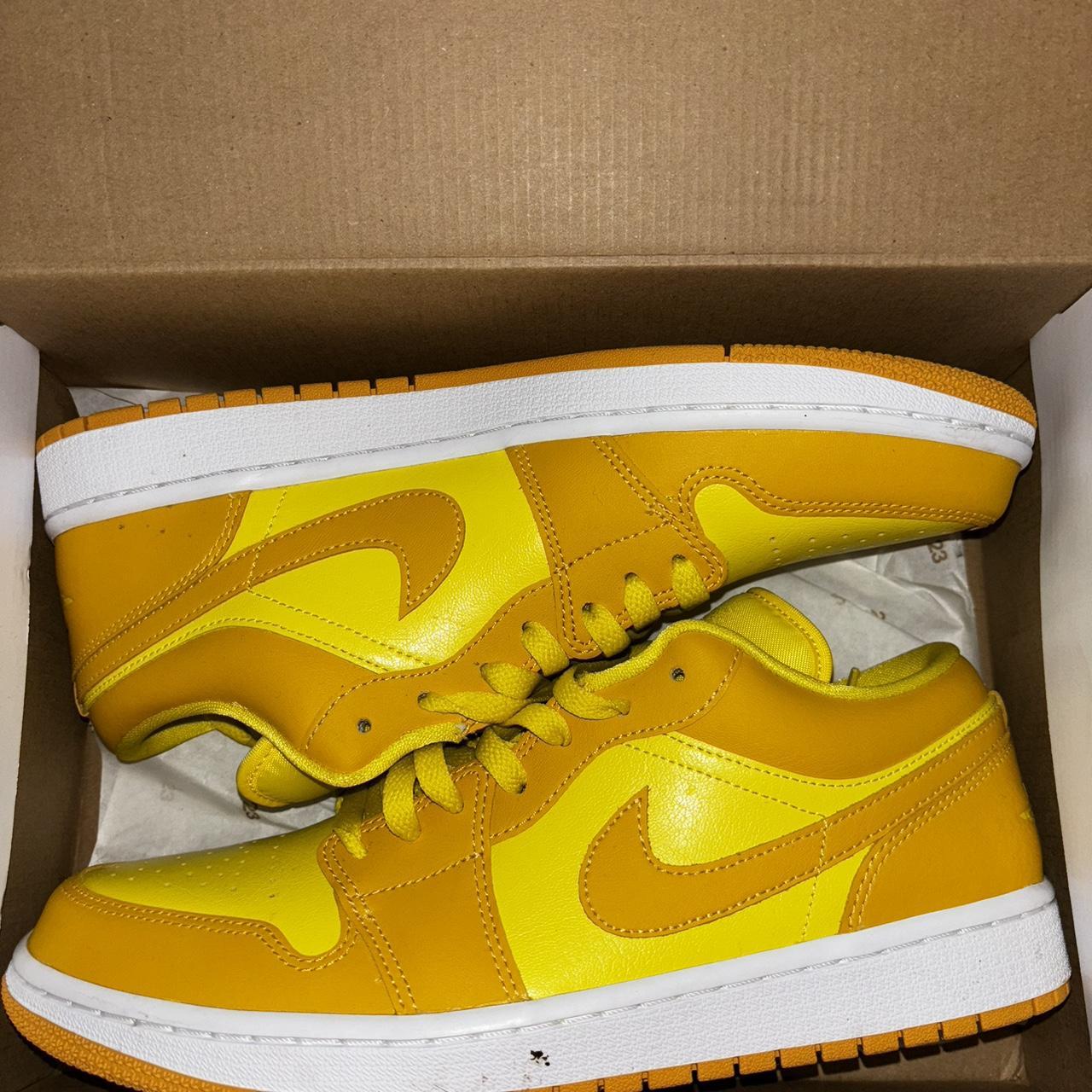 yellow air jordan 1 lows - Depop