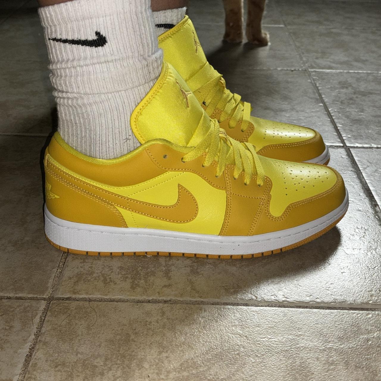 yellow air jordan 1 lows - Depop