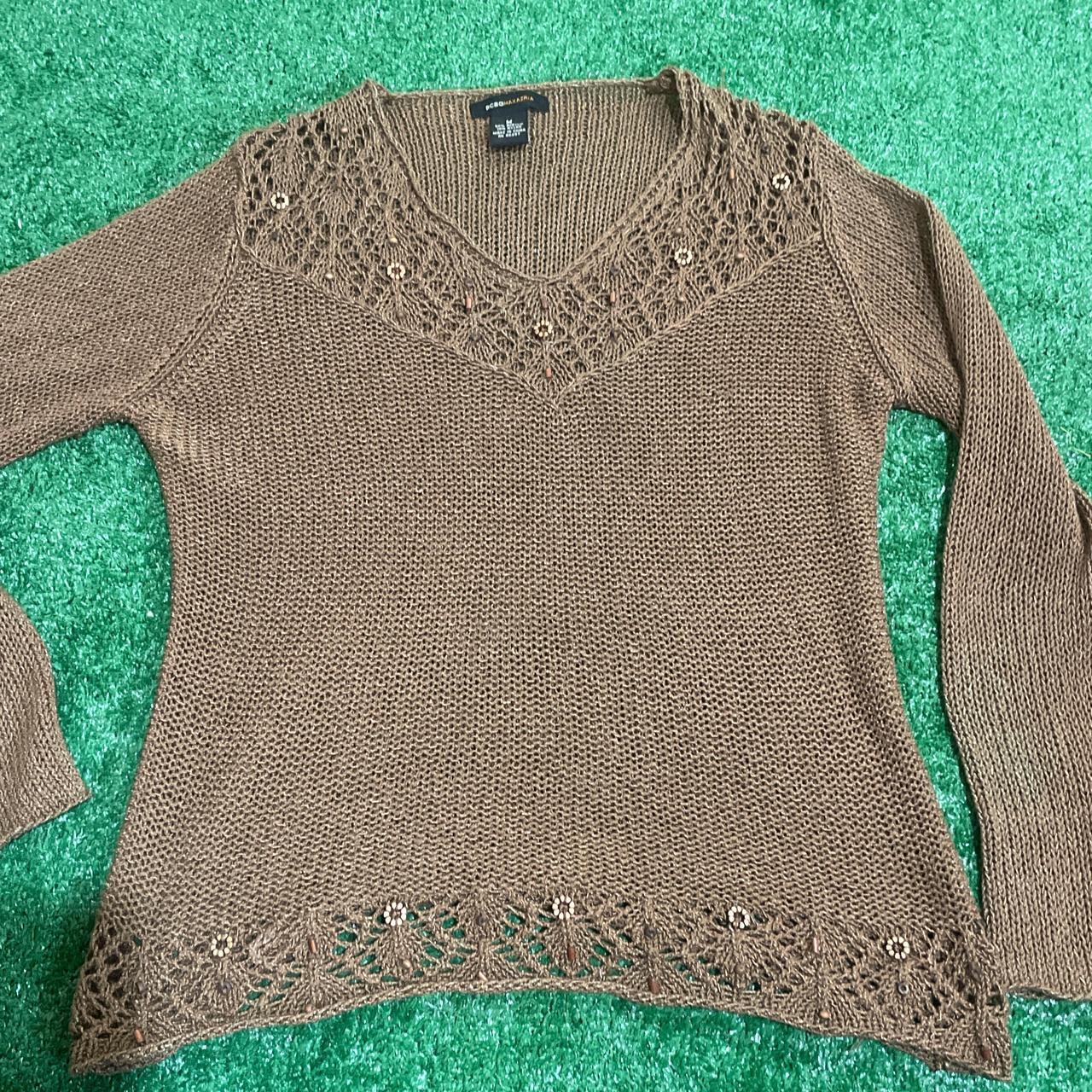 Cottage core Knitted brown shirt Vampire diaries... - Depop