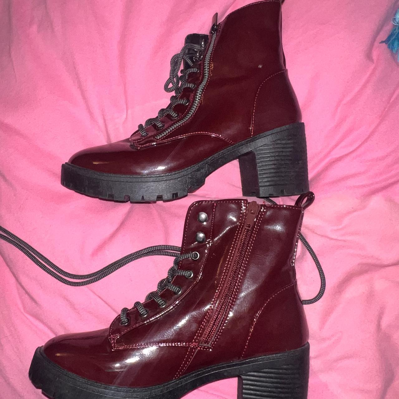 Dark red combat boots - Depop