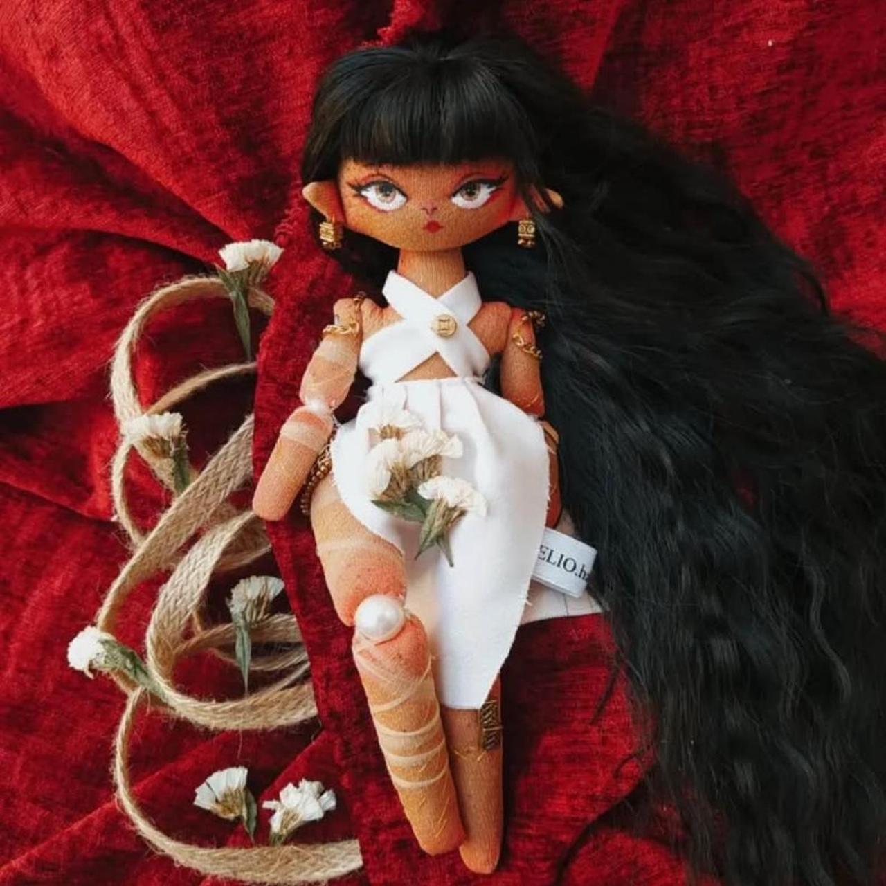 Handmade Egyptian elf goddess doll with hand-painted... | Depop