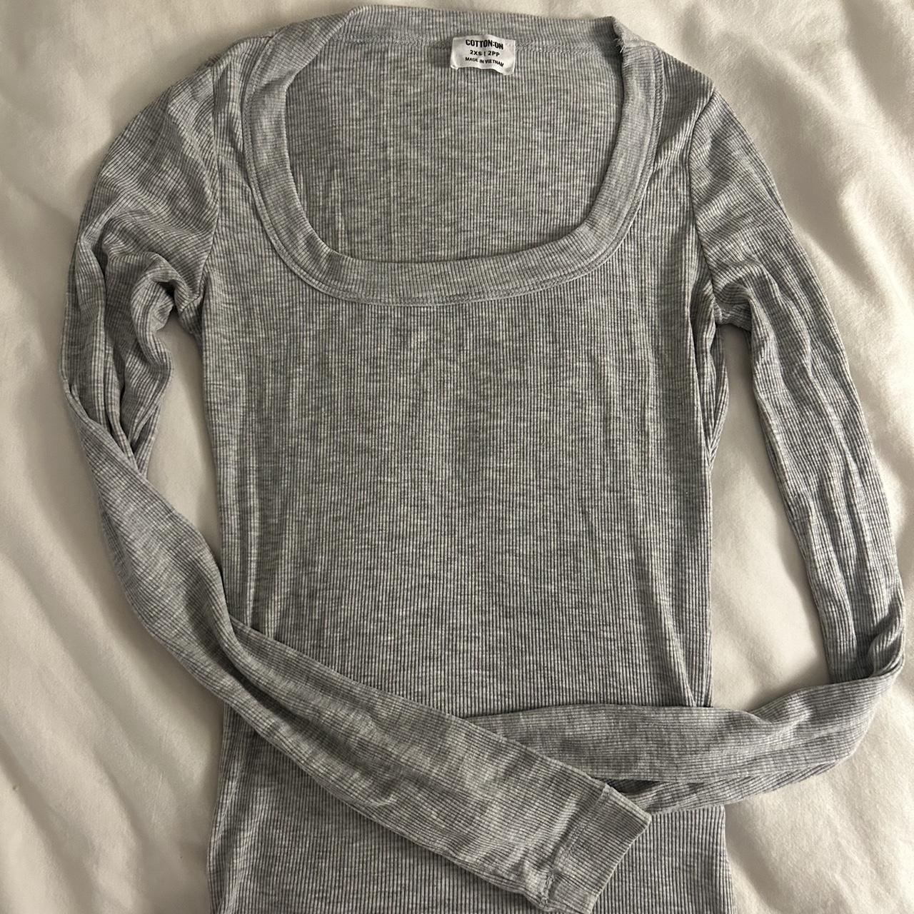 cotton on heather grey scoop neck long sleeve rarely... - Depop