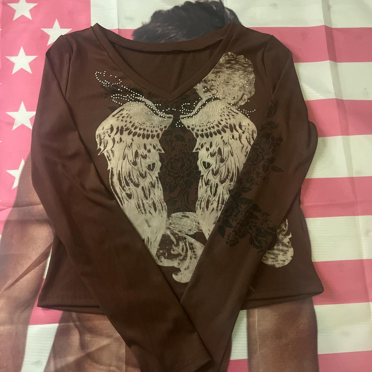 shein long sleeve w/rhinestones - Depop