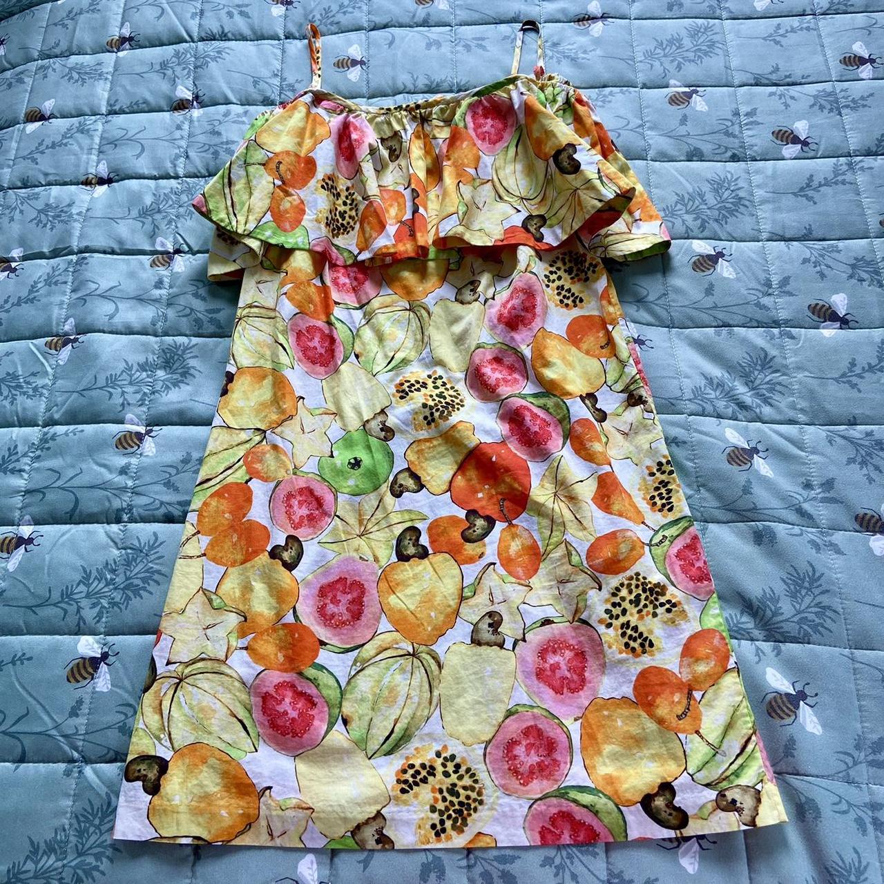 🍑🍒 Patterned Fruit mini sun dress Size small Colors... - Depop