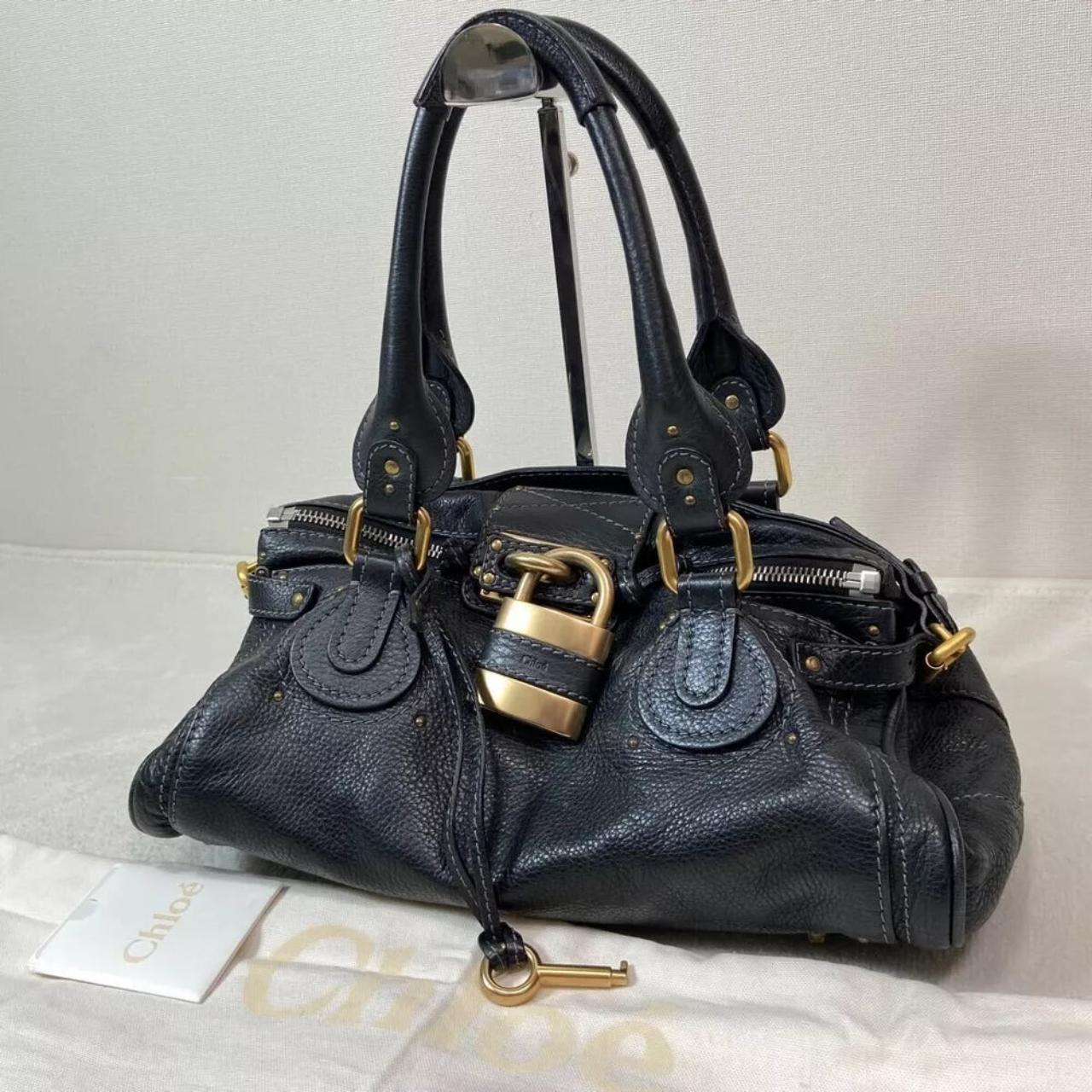 Chloe Black Paddington Hand Bag Leather Lock Key... - Depop