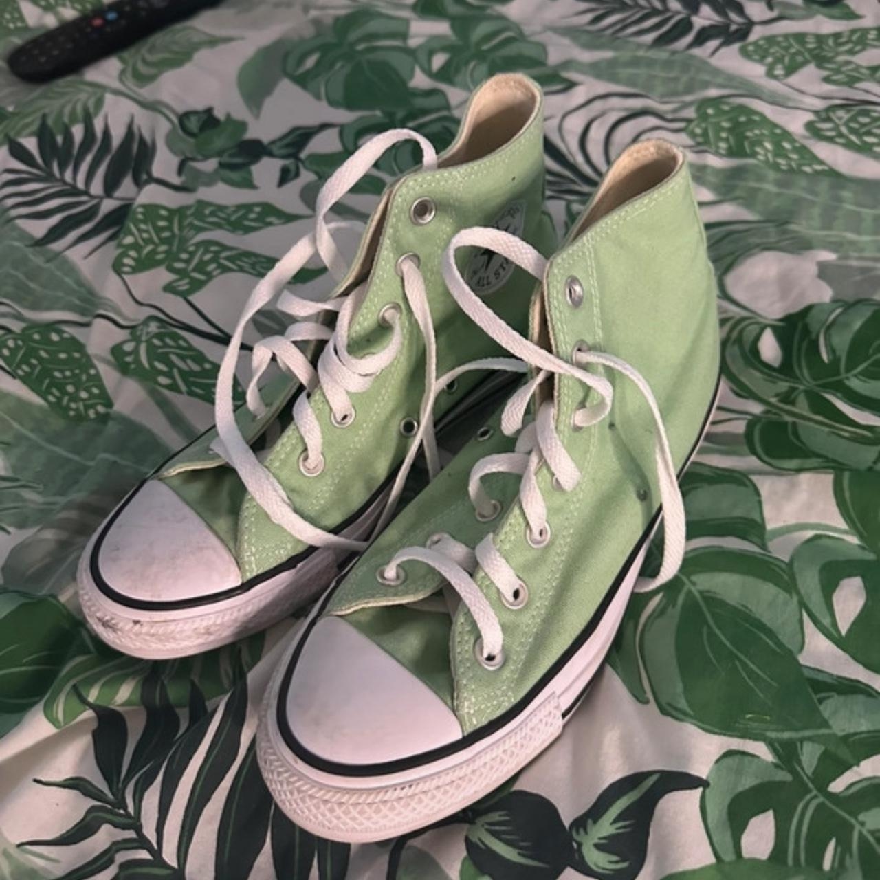 Mint green Converse- worn once- a couple scuffs - Depop