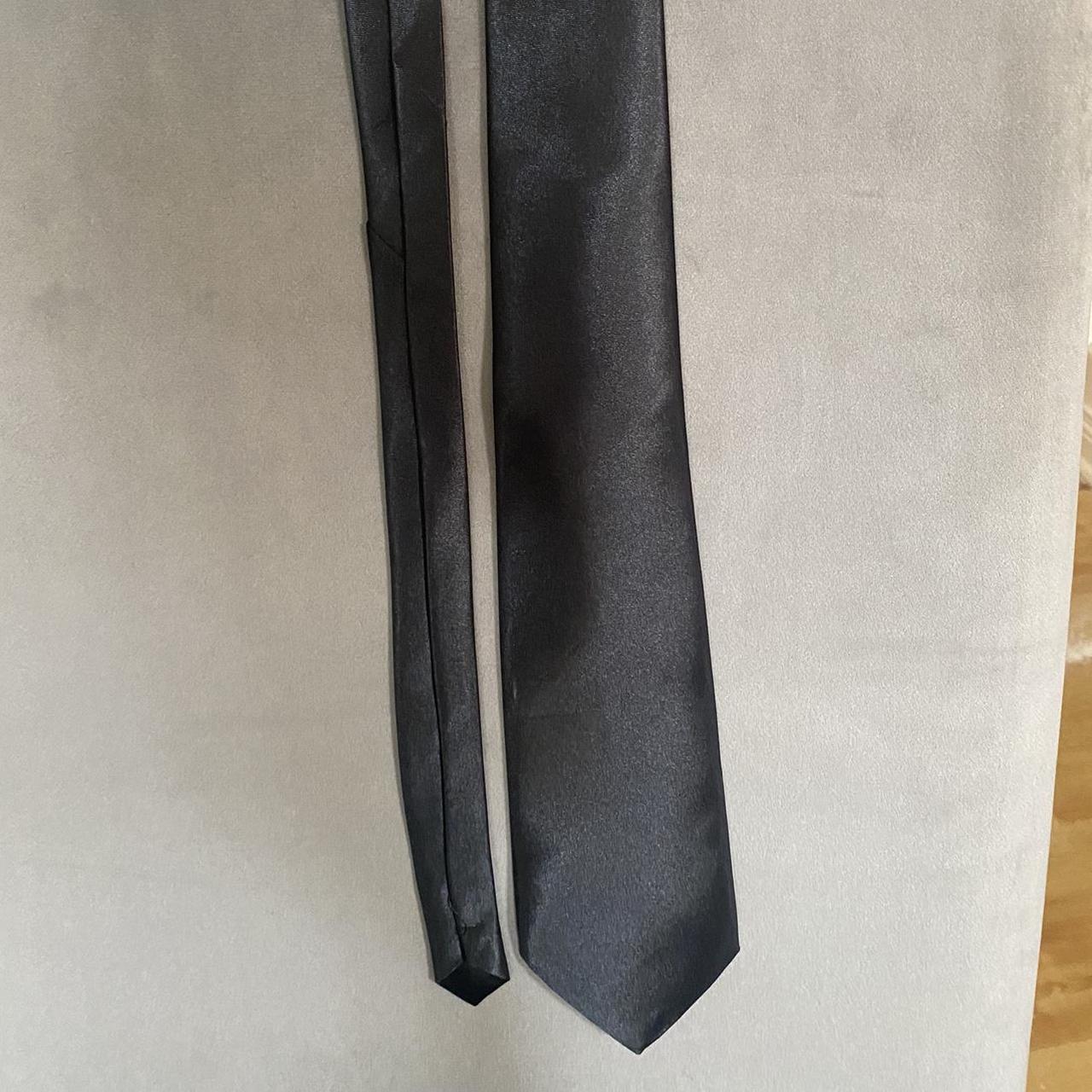 Satin silk black neck tie - Depop