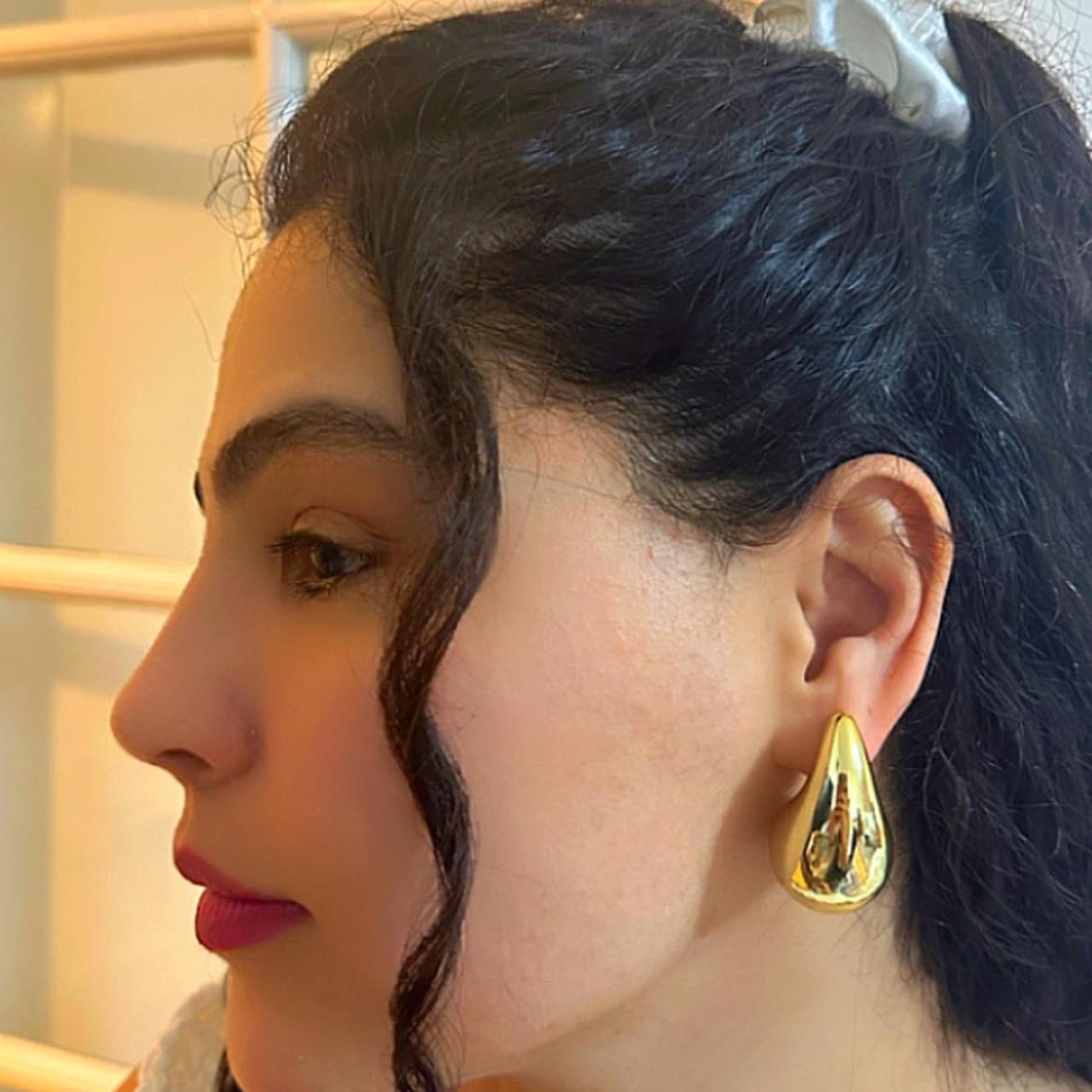 Gold Color - Drop Earrings 40mm long Brand New -... - Depop