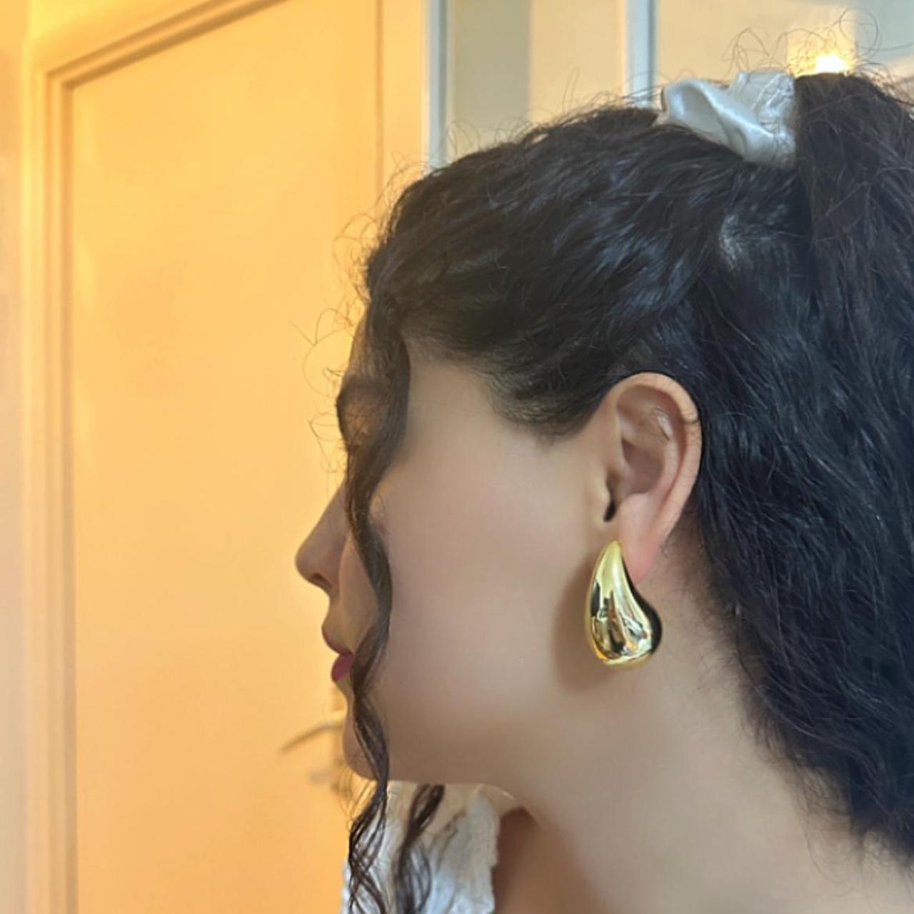 Gold Color - Drop Earrings 40mm long Brand New -... - Depop