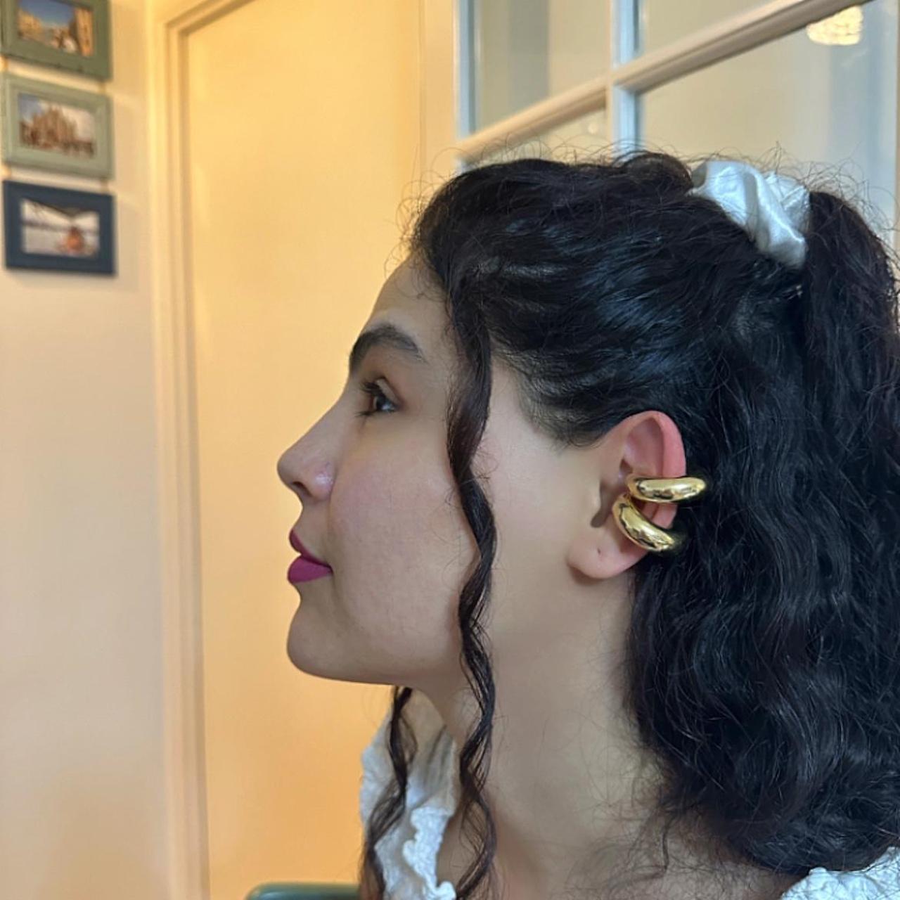 Gold Color Ear Cuff - Stylish C Shaped Ear Jewelry... - Depop