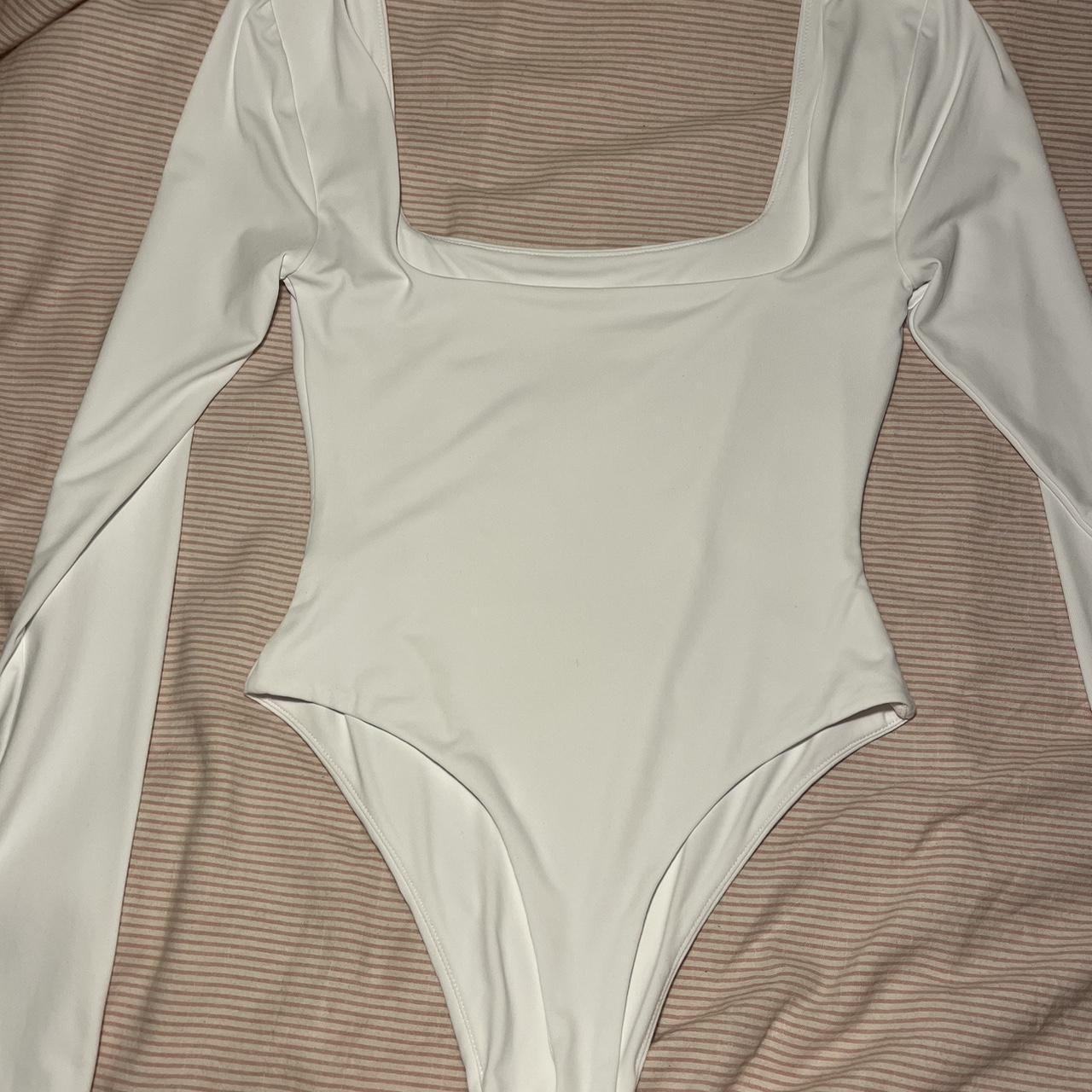 supre white luxe square neck long sleeve... - Depop