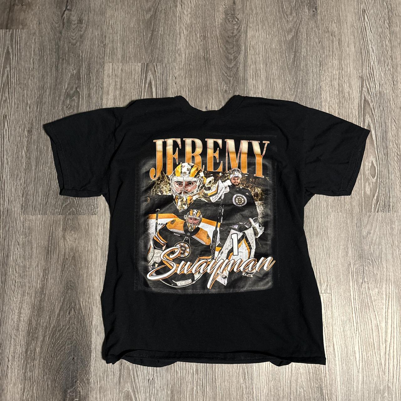 Black and yellow vintage Jeremy Swayman Bruins... | Depop