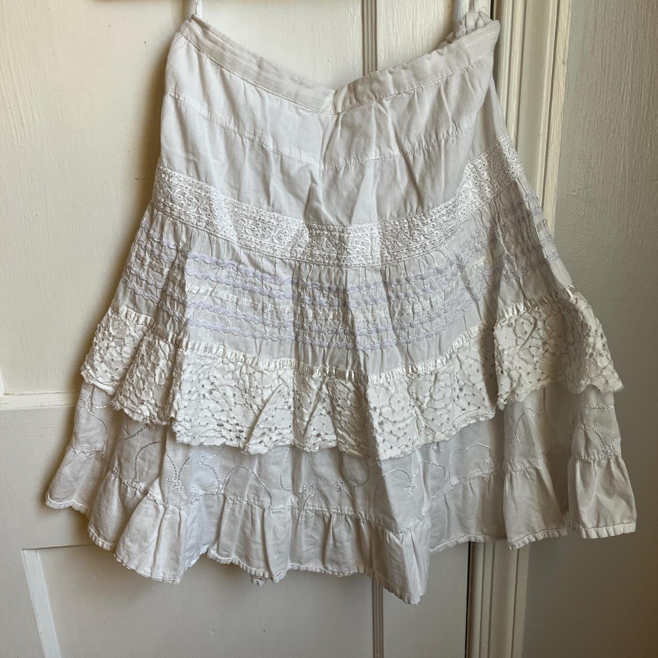 Medium Beautees white ruffled skirt. Lace and... - Depop