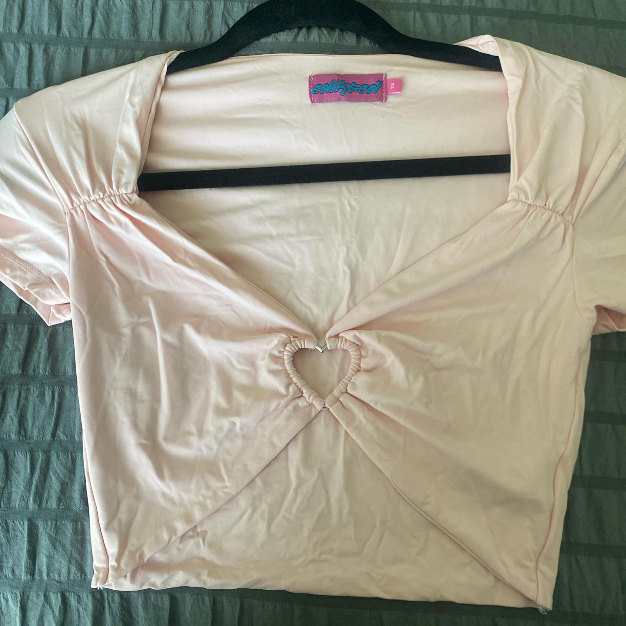 edikted pink heart cut out top, worn two times,... - Depop