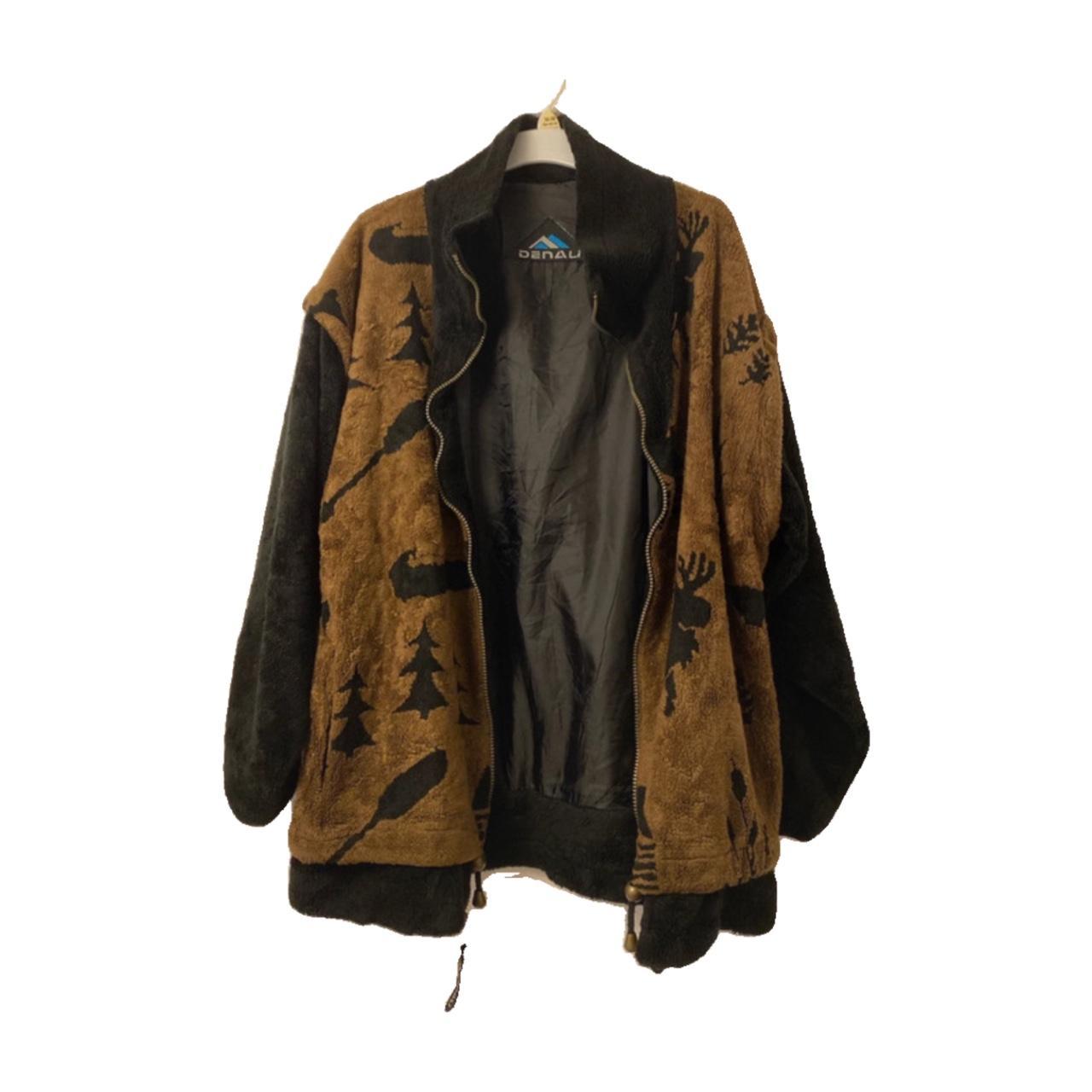 Brown and black vintage 90s fleece jacket fleece | Depop