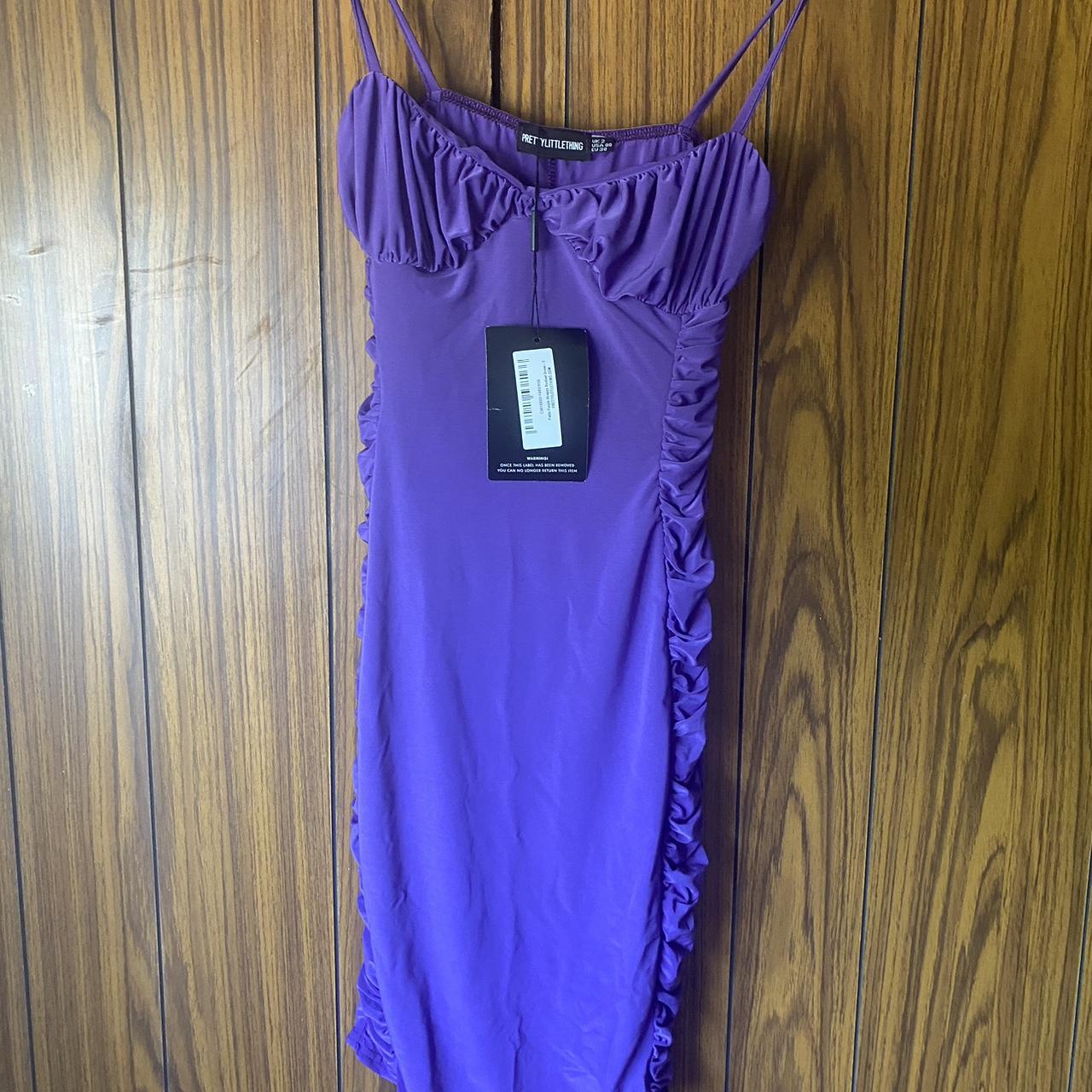 Pretty little thing petite purple strappy ruched... - Depop