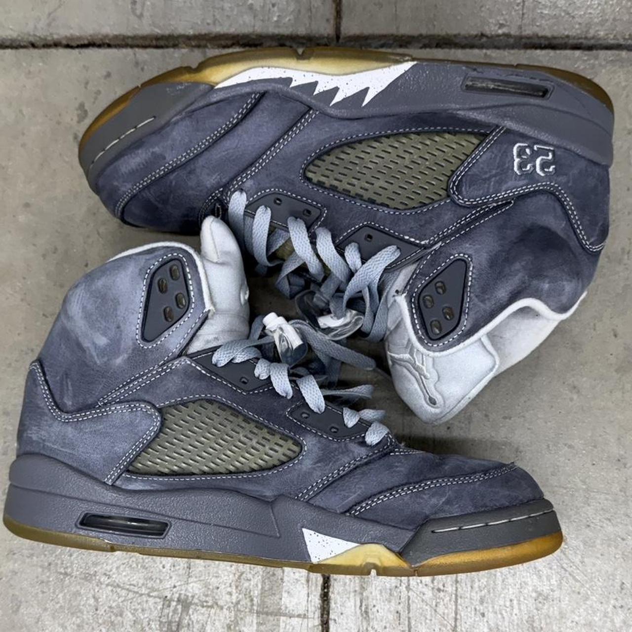 Air Jordan 5 Wolf grey Jordans in a grey and white... | Depop