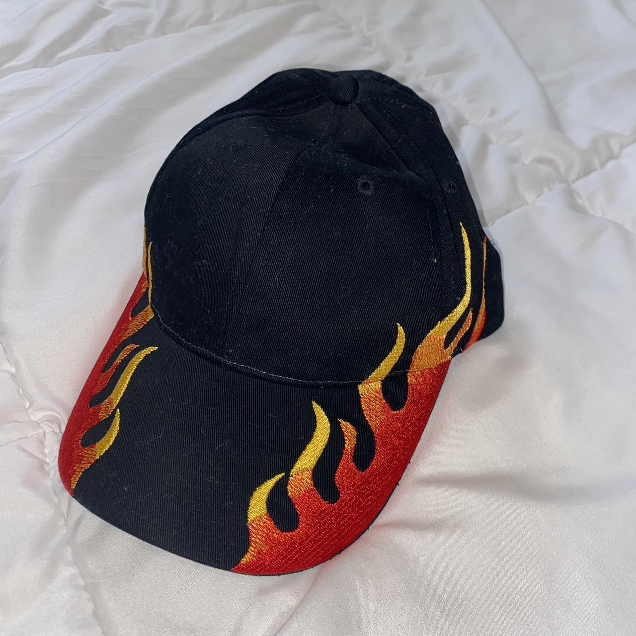 sick flame baseball cap #fire #hat #baseballhat... - Depop
