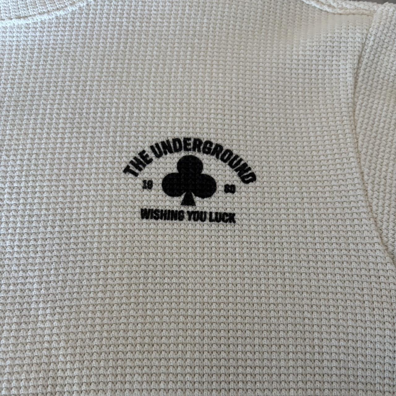 Cream and Black Mesh Graphic Tee Men’s small, fits... | Depop