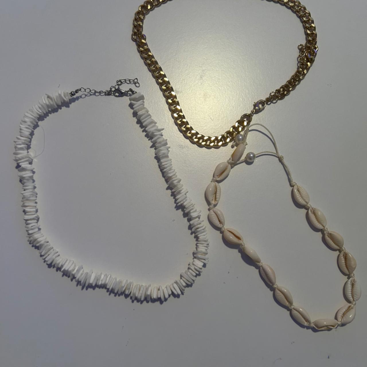 set of 3 choker necklaces vsco preppy shell | Depop