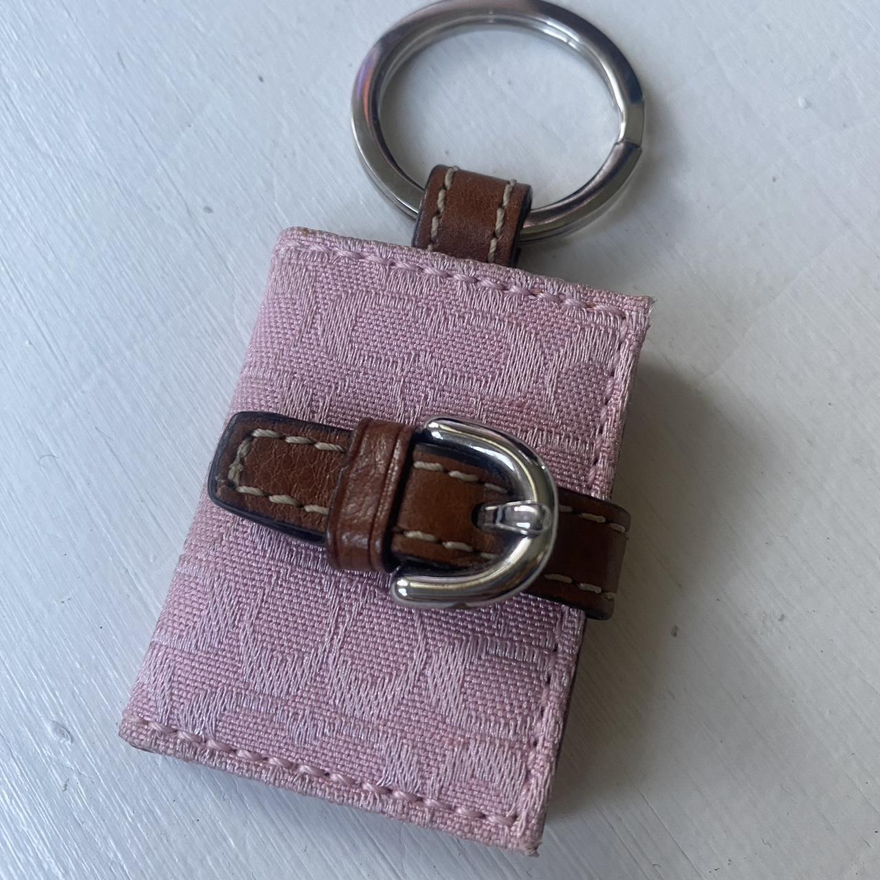 Mini pink leather coach picture keychain - Depop