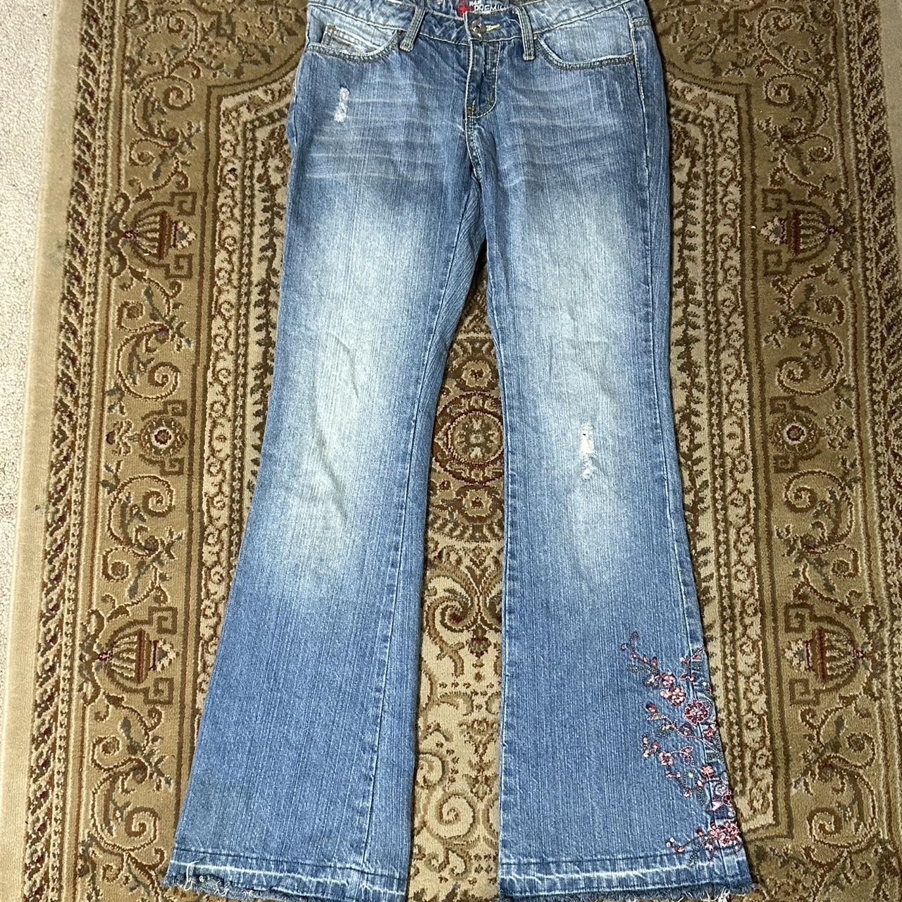 Im obsessed with these R4R flare jeans! The flower... | Depop