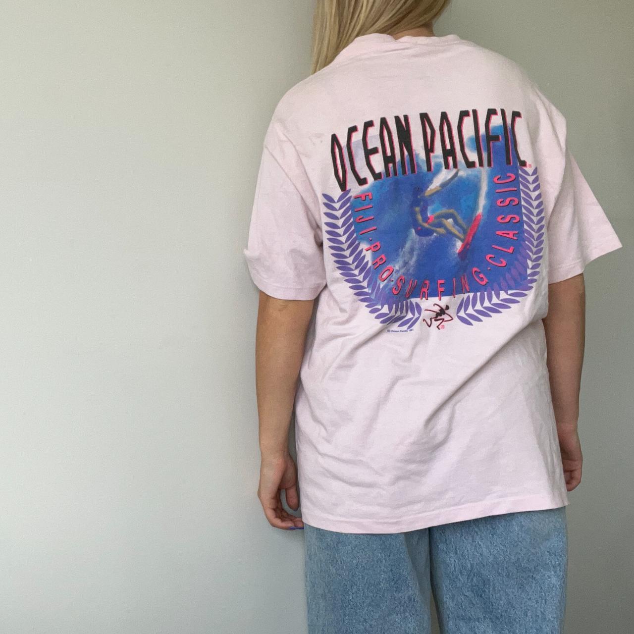 OCEAN PACIFIC GRAPHIC TEE PINK LARGE CONDITION: NO... - Depop