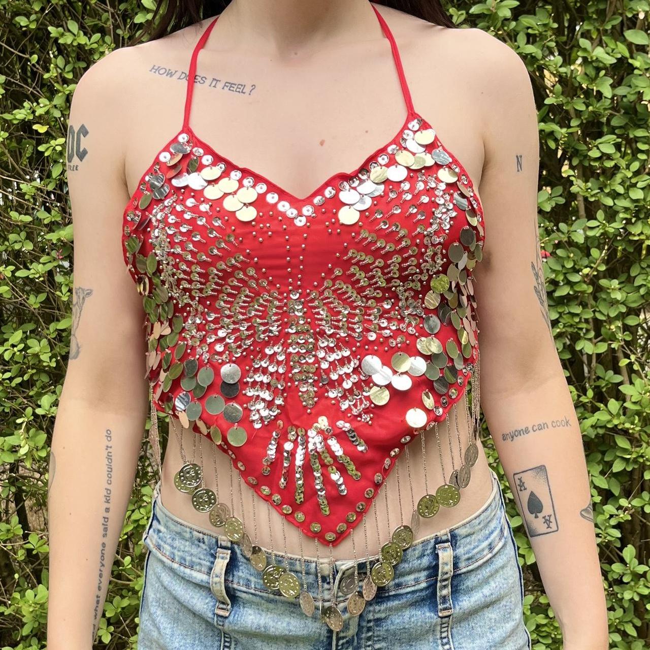 Really cute belly dancer style embellished crop top!... - Depop